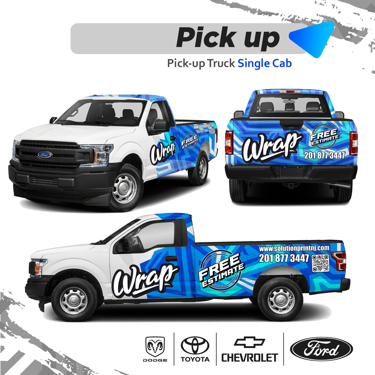 PICK UP TRUCK SINGLE CAB COMBOS WRAPS GRAPHICS. – SOLUTIONPRINT LLC