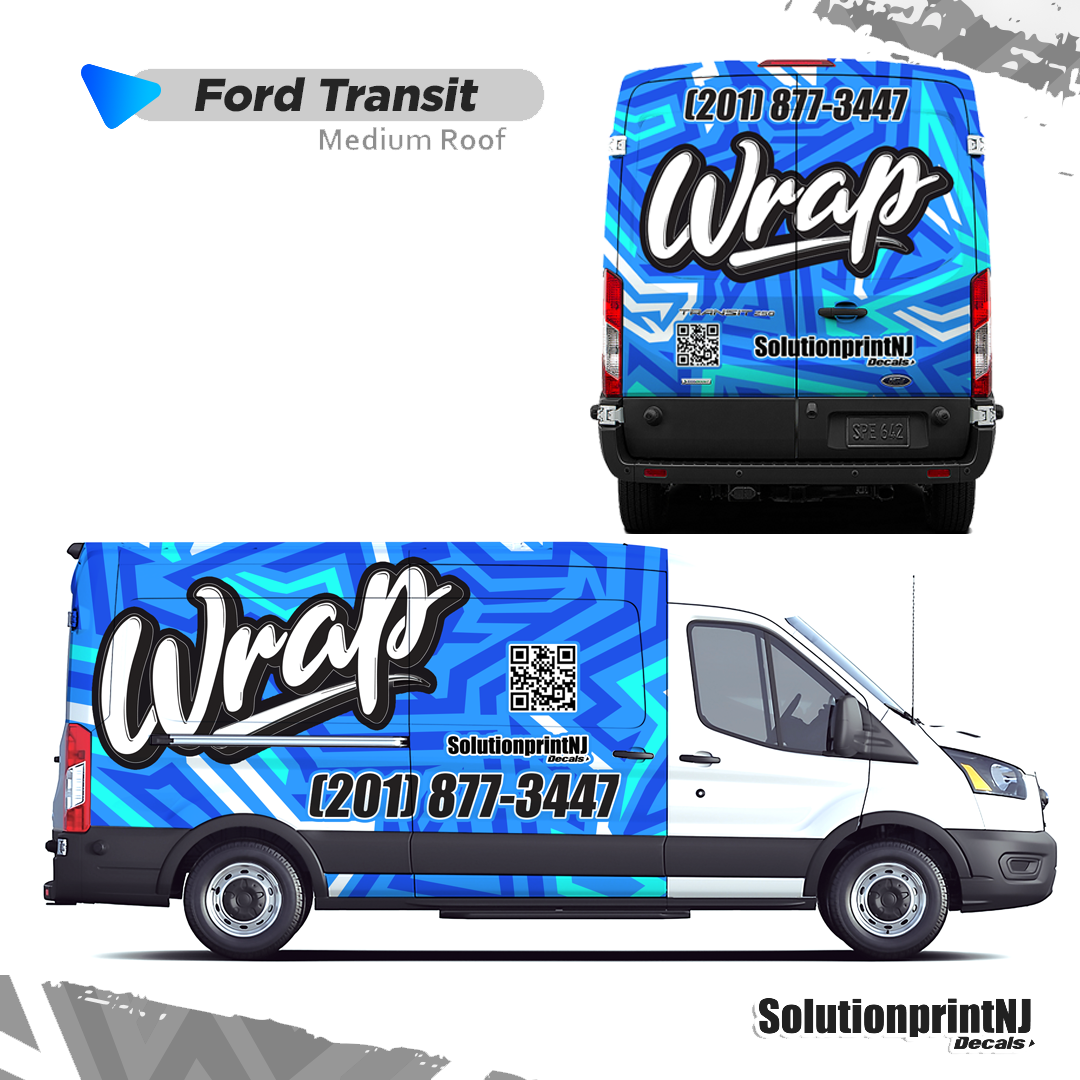 VAN FORD TRANSIT MEDIUM ROOF COMBOS WRAPS GRAPHICS – SOLUTIONPRINT LLC